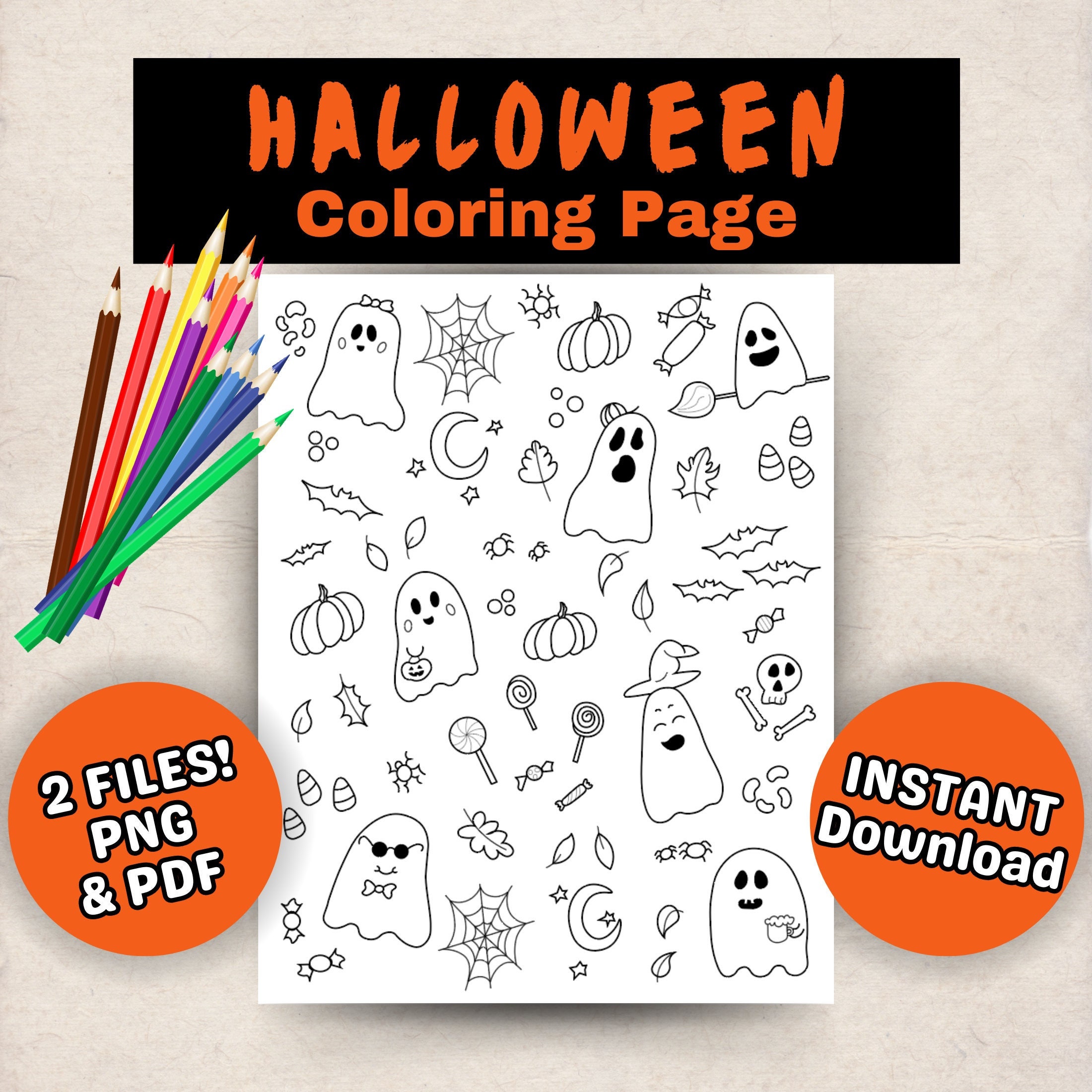 Halloween Adult Coloring Page, Instant Download Coloring Sheet, Fall ...