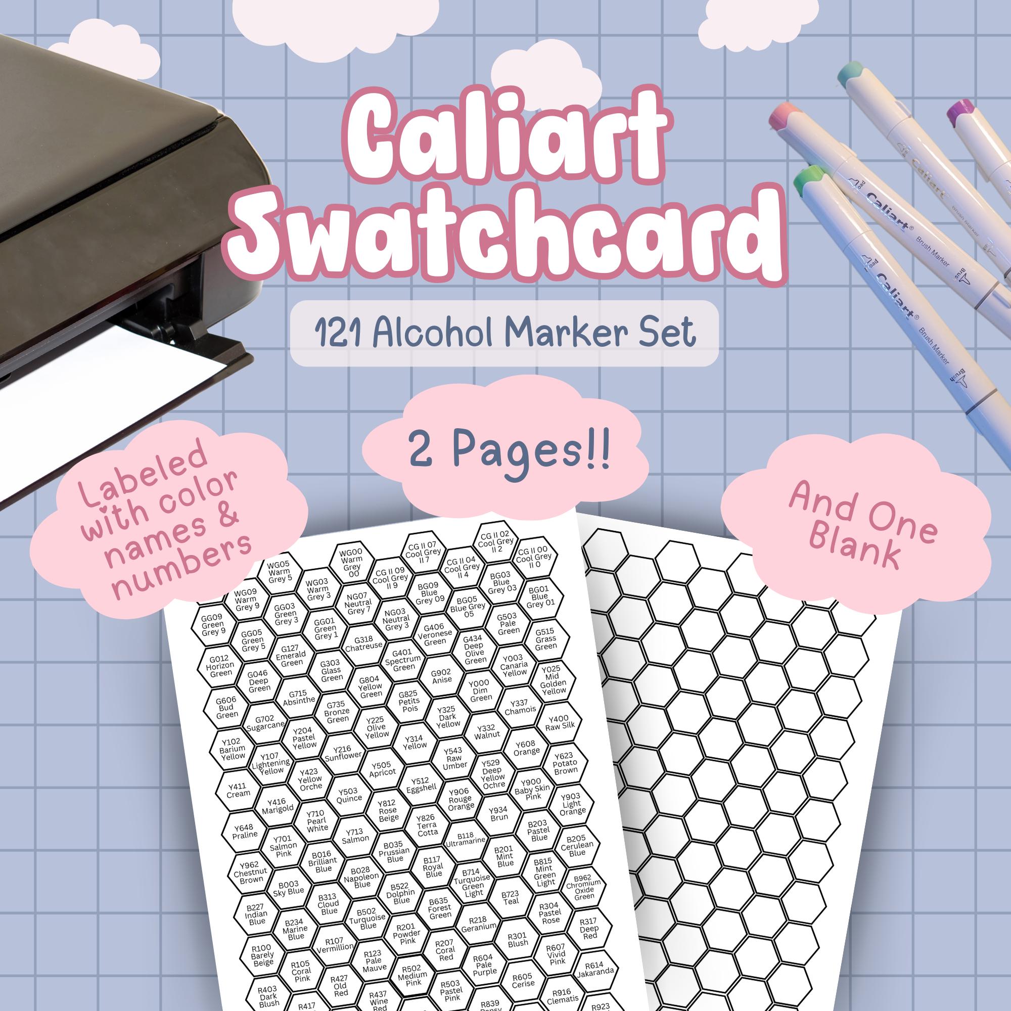 Caliart 121 Set Alcohol Marker Swatch Card, Instant Download-printable ...