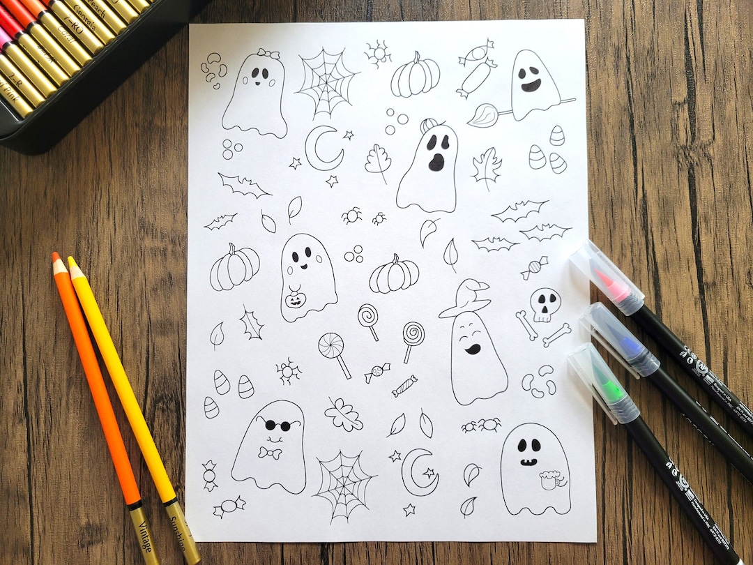 Halloween Adult Coloring Page, Instant Download Coloring Sheet, Fall ...