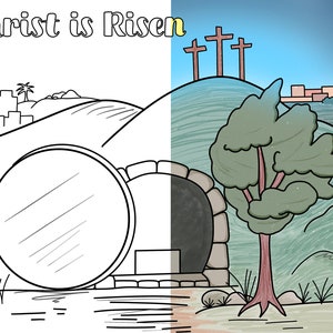 Christ is Risen Easter Coloring Page, Adult Coloring Page, Instant ...