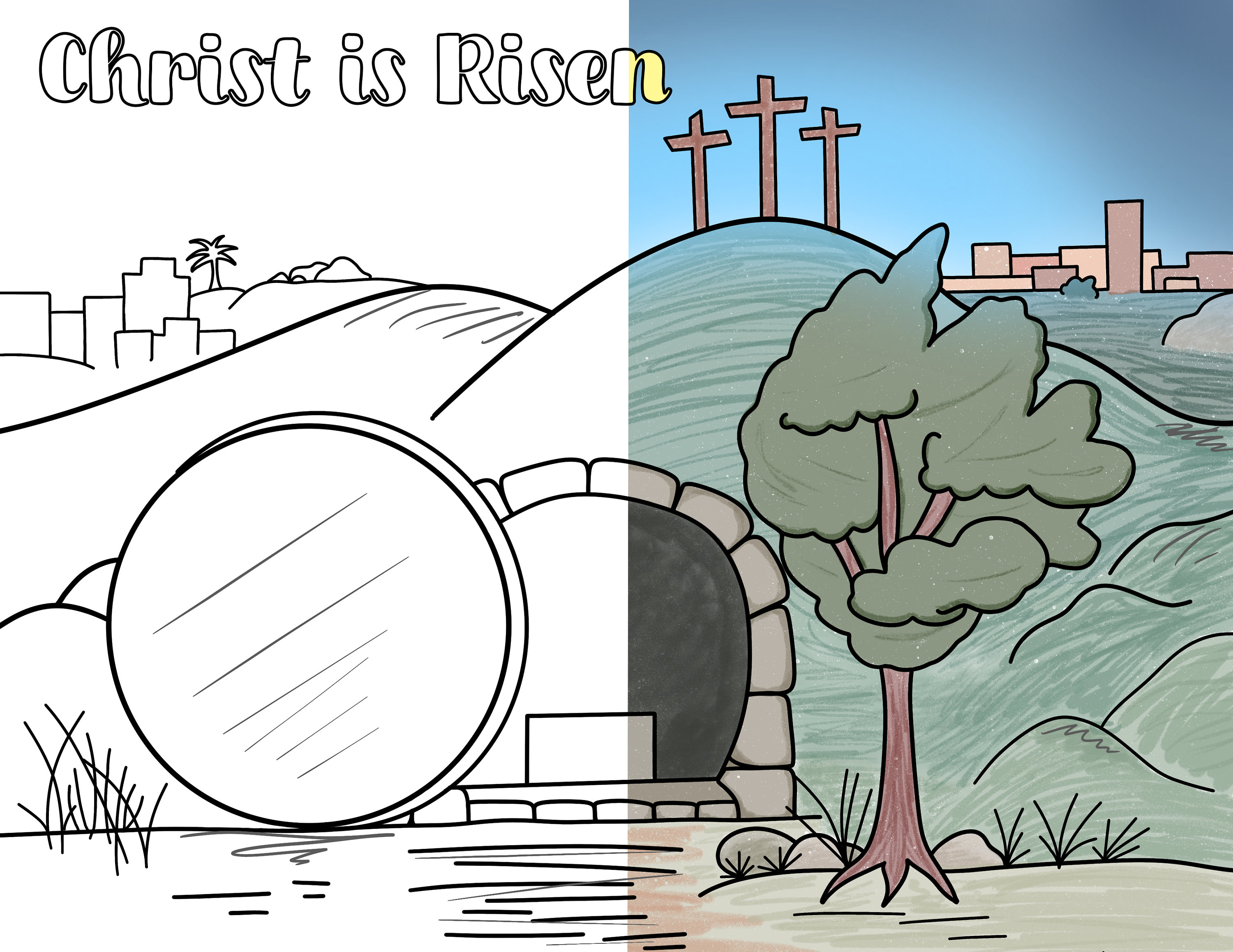 Christ is Risen Easter Coloring Page, Adult Coloring Page, Instant ...