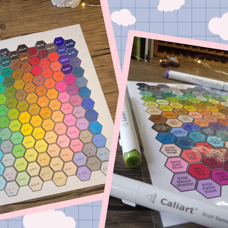 Caliart 121 Set Alcohol Marker Swatch Card, Instant Download-printable ...