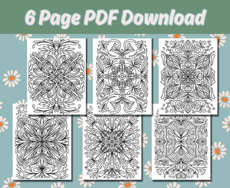 Mindful Blooms Coloring Page Bundle, Instant Download - Etsy