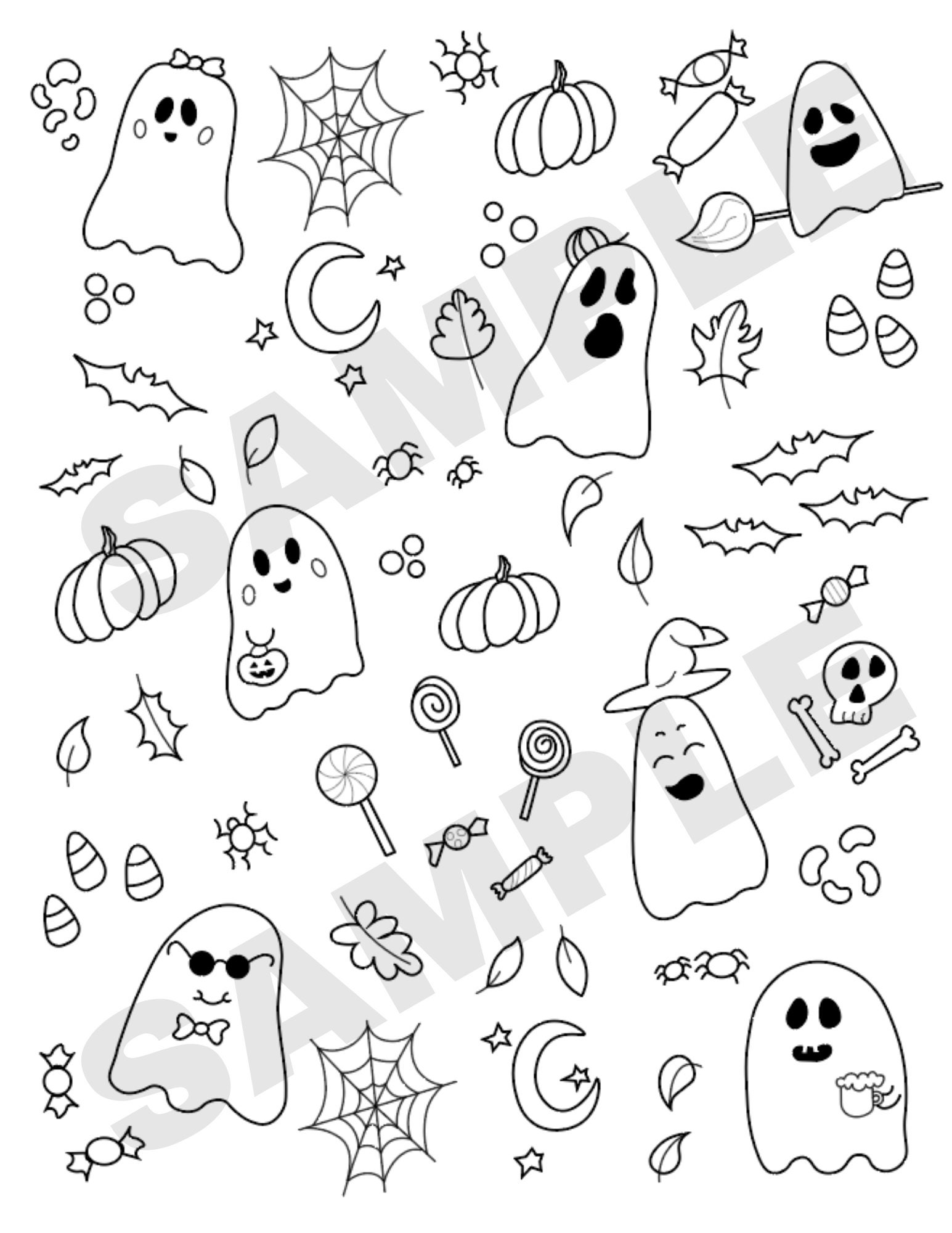 Halloween Adult Coloring Page, Instant Download Coloring Sheet, Fall ...