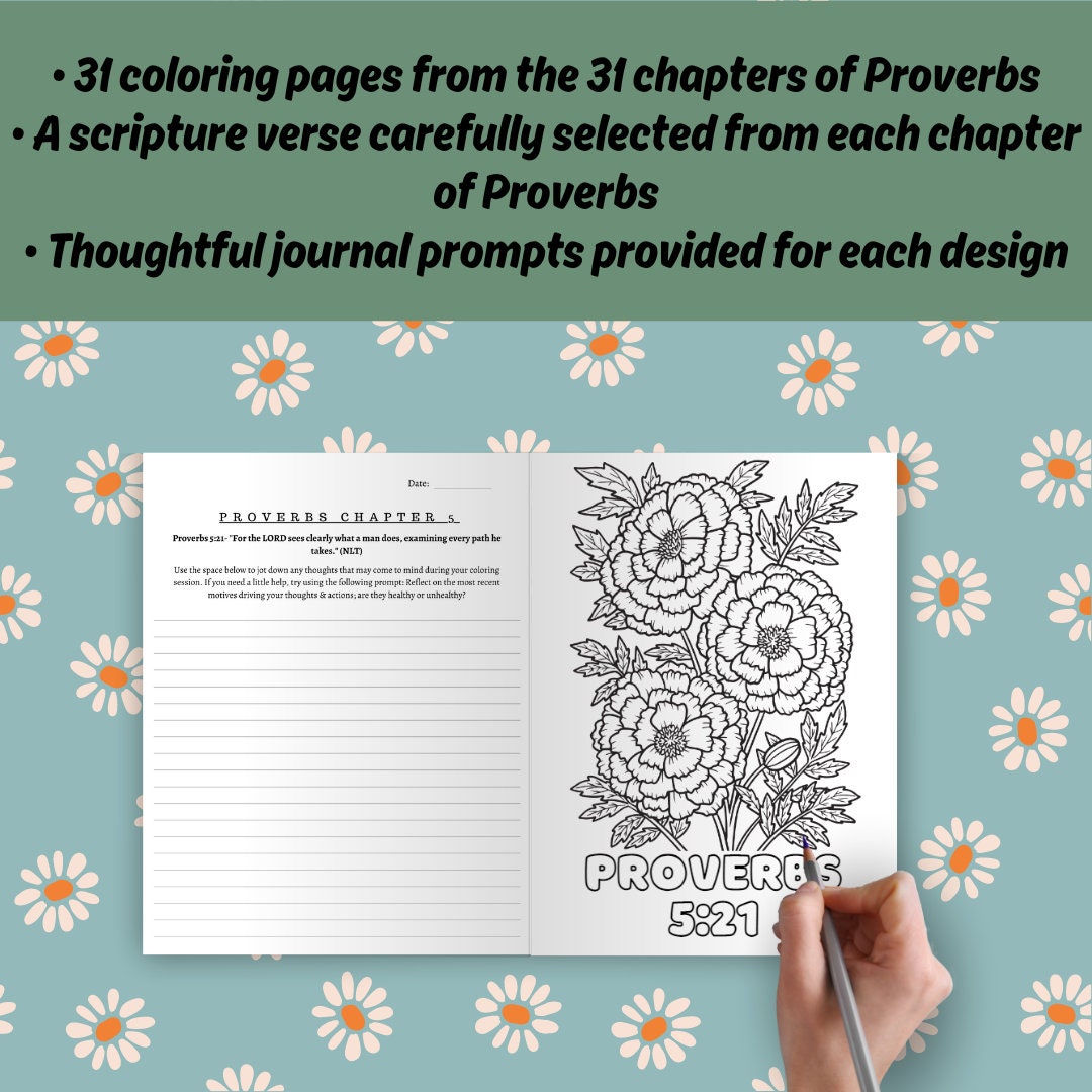 Proverbs Coloring Book and Journal 3-in-1: Coloring Book, Journal ...