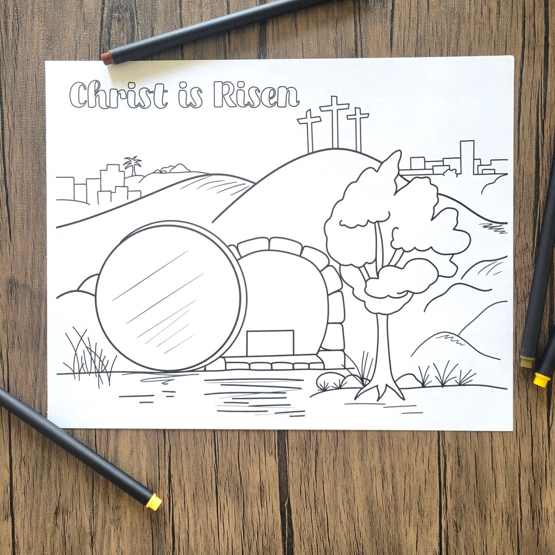 Christ is Risen Easter Coloring Page, Adult Coloring Page, Instant ...