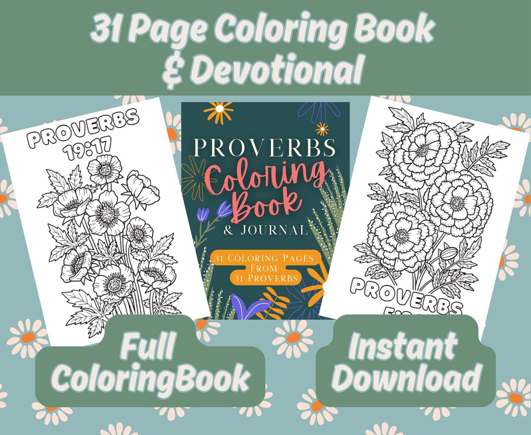 Proverbs Coloring Book and Journal | 3-in-1: Coloring Book, Journal ...