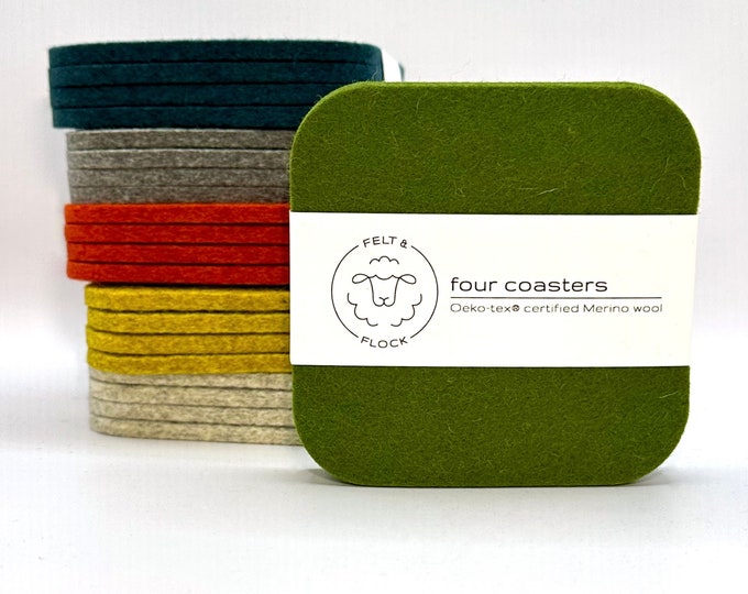 Square Wool Felt Coasters Set of 4 - Etsy