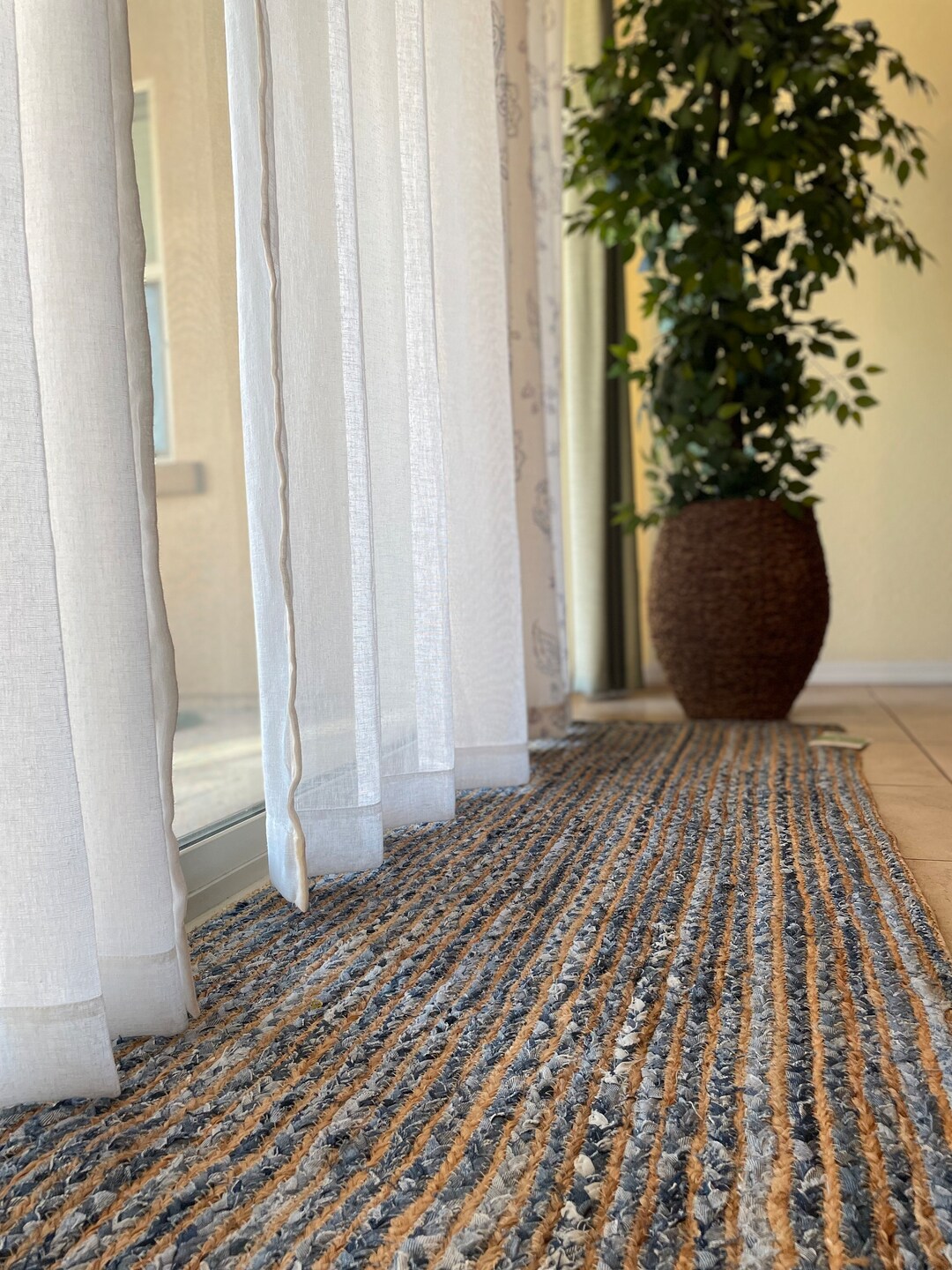 Blue Runner Rug, 2.5 X 8 Ft. Hand Breaded for Living Room, Foyer ...