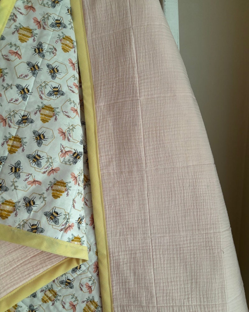 Handmade Baby Quilt, Baby Girl Quilt, Whole Cloth Quilt, Handmade Baby ...