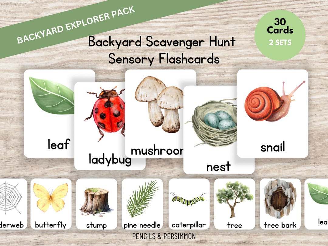 Backyard Adventure Flashcards for Kids – Nature Hunt With Sensory ...