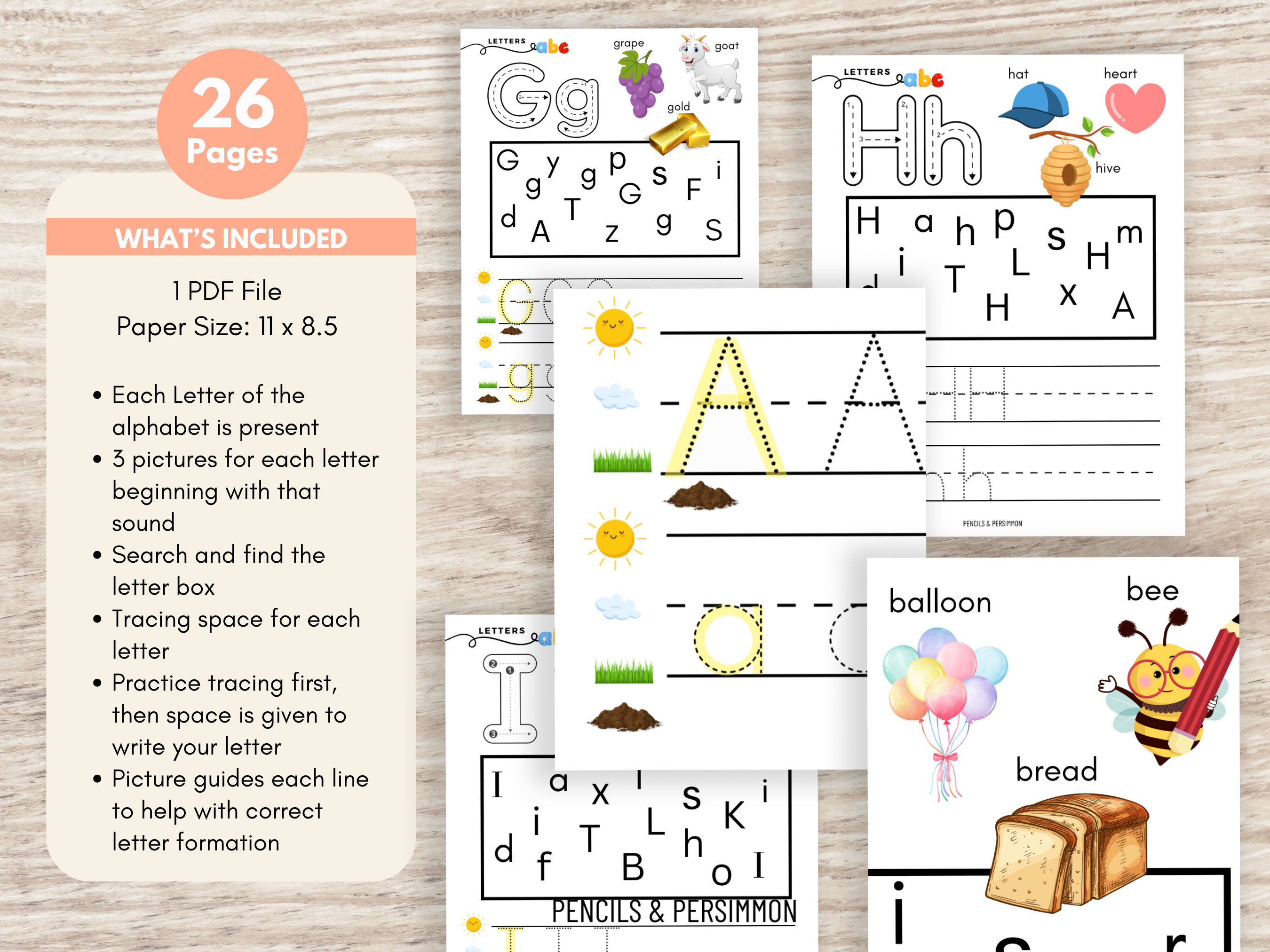 26 ABC Phonics Tracing Sheets. Preschool Kindergarten Handwriting and ...