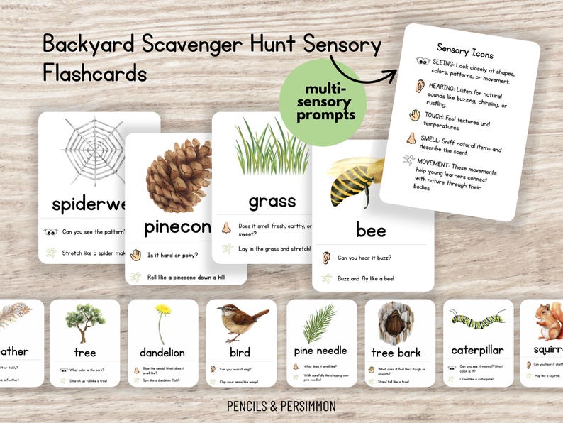 Backyard Adventure Flashcards for Kids – Nature Hunt With Sensory ...