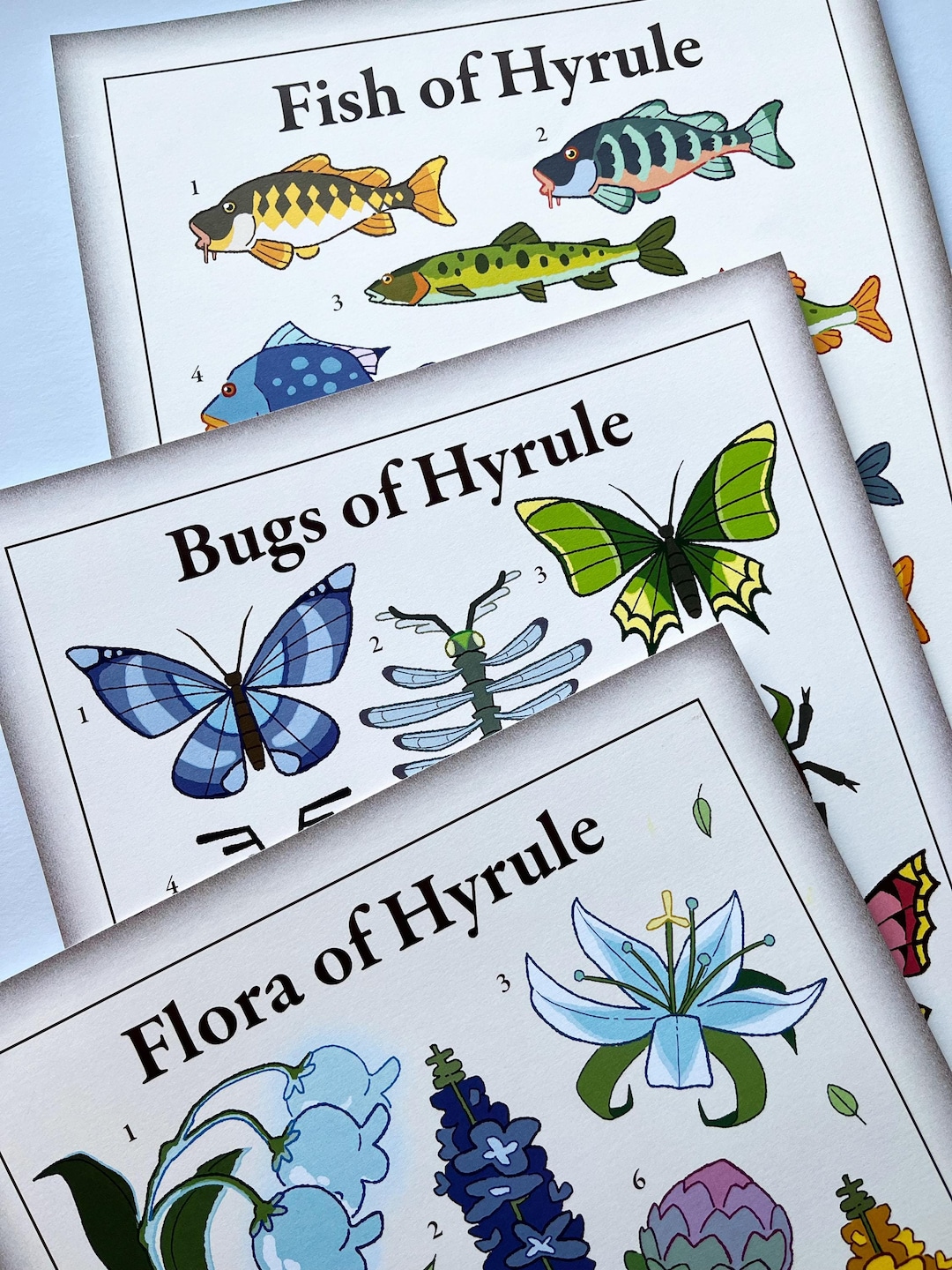 Flora & Fauna of Hyrule Large Art Prints // Pretty Vintage Bugs Flowers ...