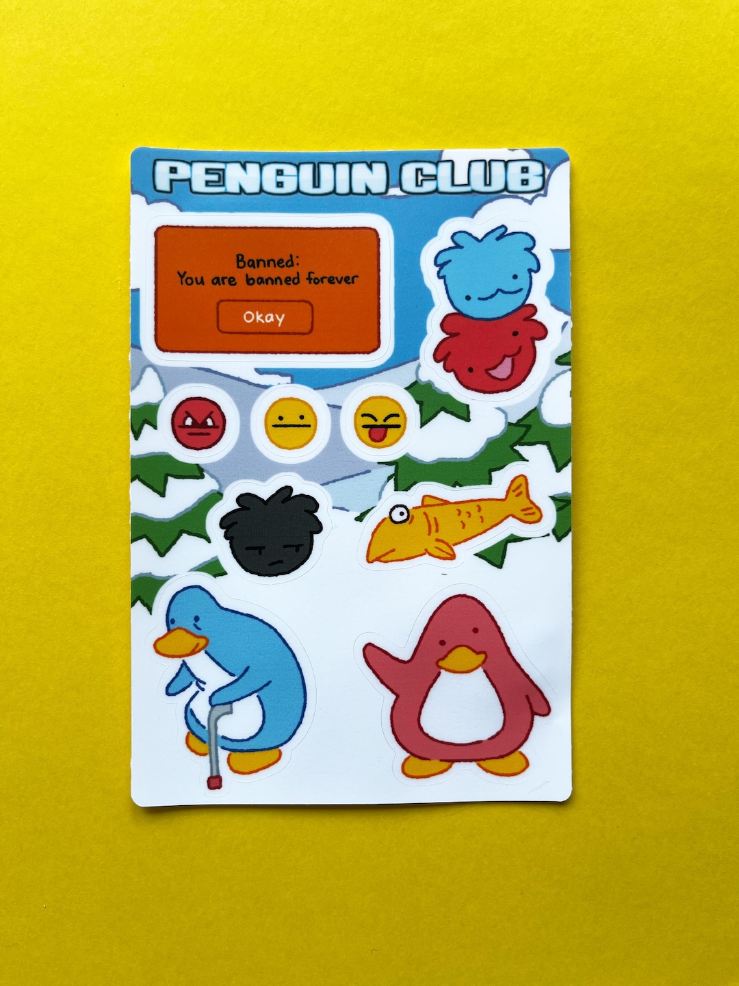 Club Penguin Funny Sticker Sheets // Cute Funny Silly 4x6 Waterproof ...