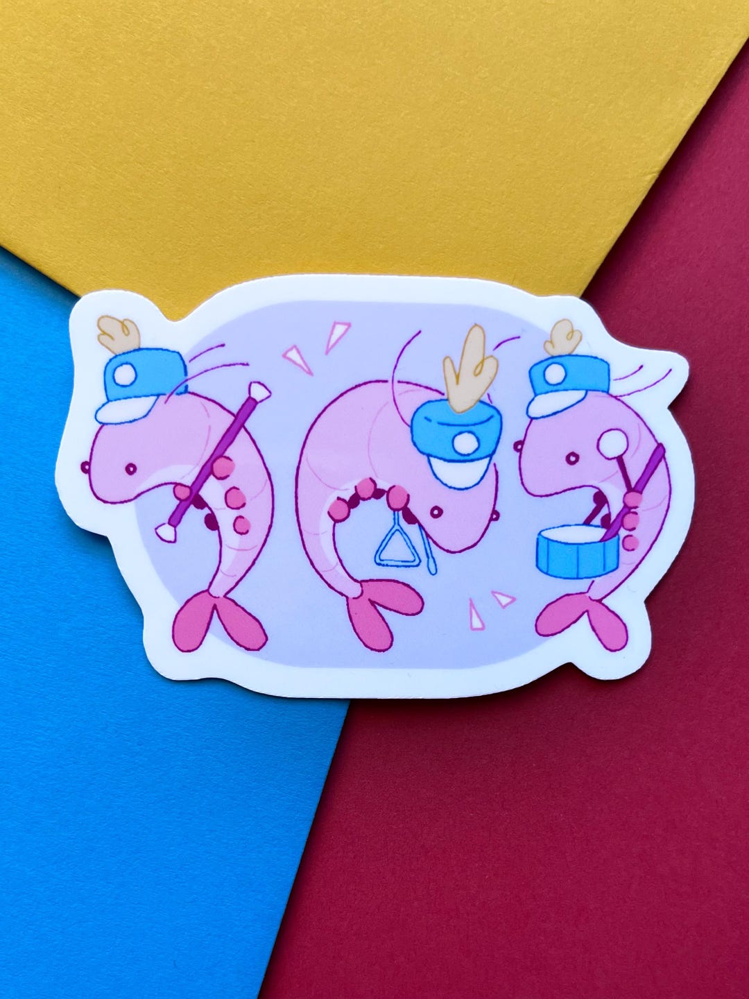 Shrimp Marching Band Sticker // Funny Cute 3in Waterproof/weatherproof ...