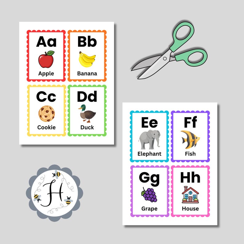 26 ABC Flash Cards, Educational Cards, A-Z Cards, Learn Abcs, Alphabet ...