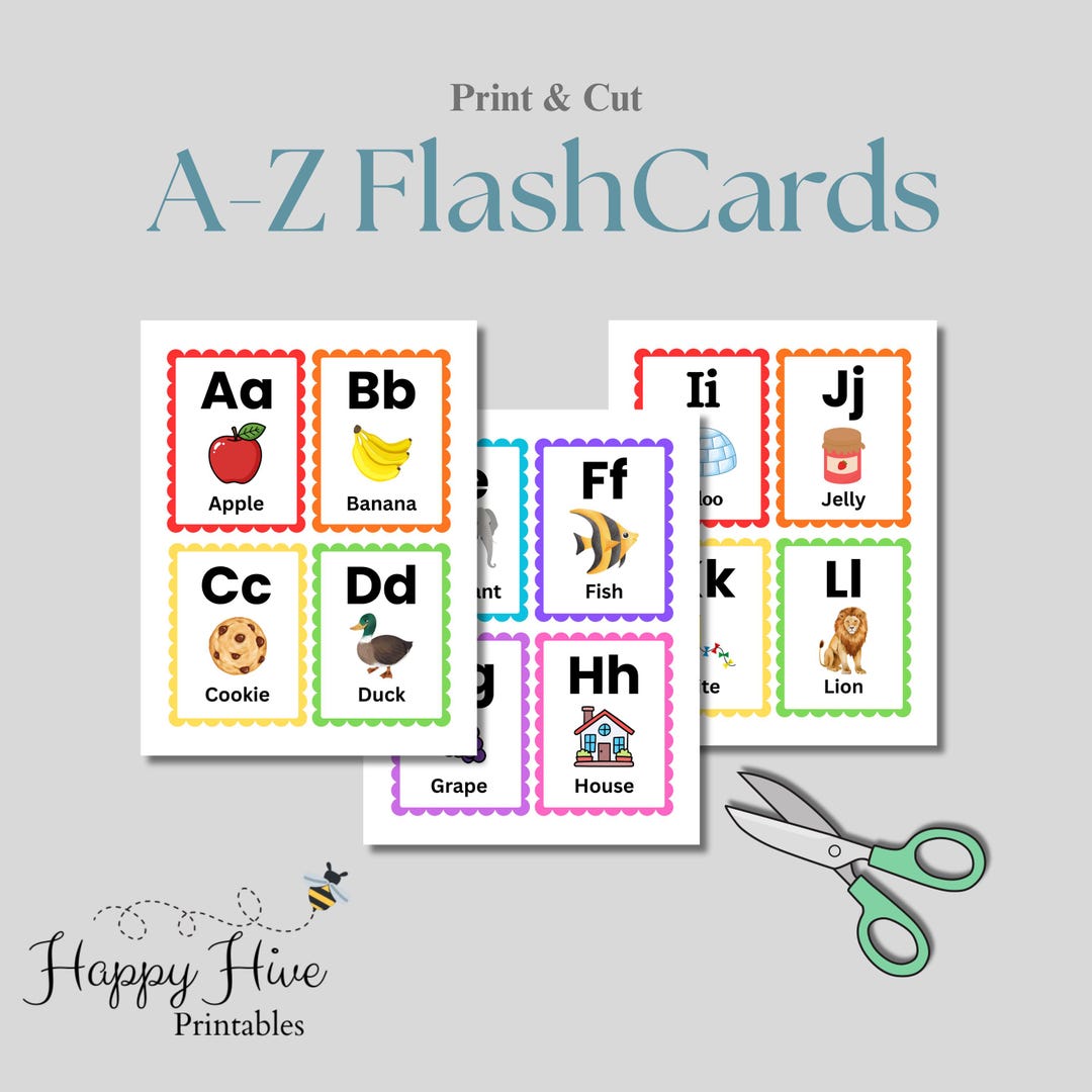 26 ABC Flash Cards, Educational Cards, A-Z Cards, Learn Abcs, Alphabet ...