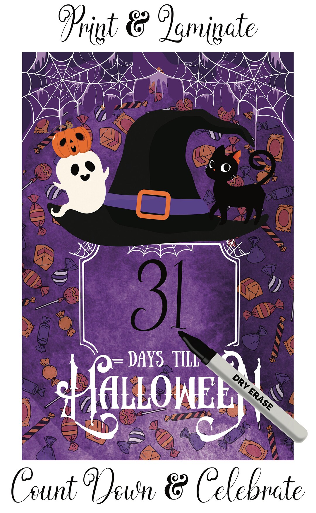 Halloween Countdown Poster Interactive Great for Classroom Digital ...