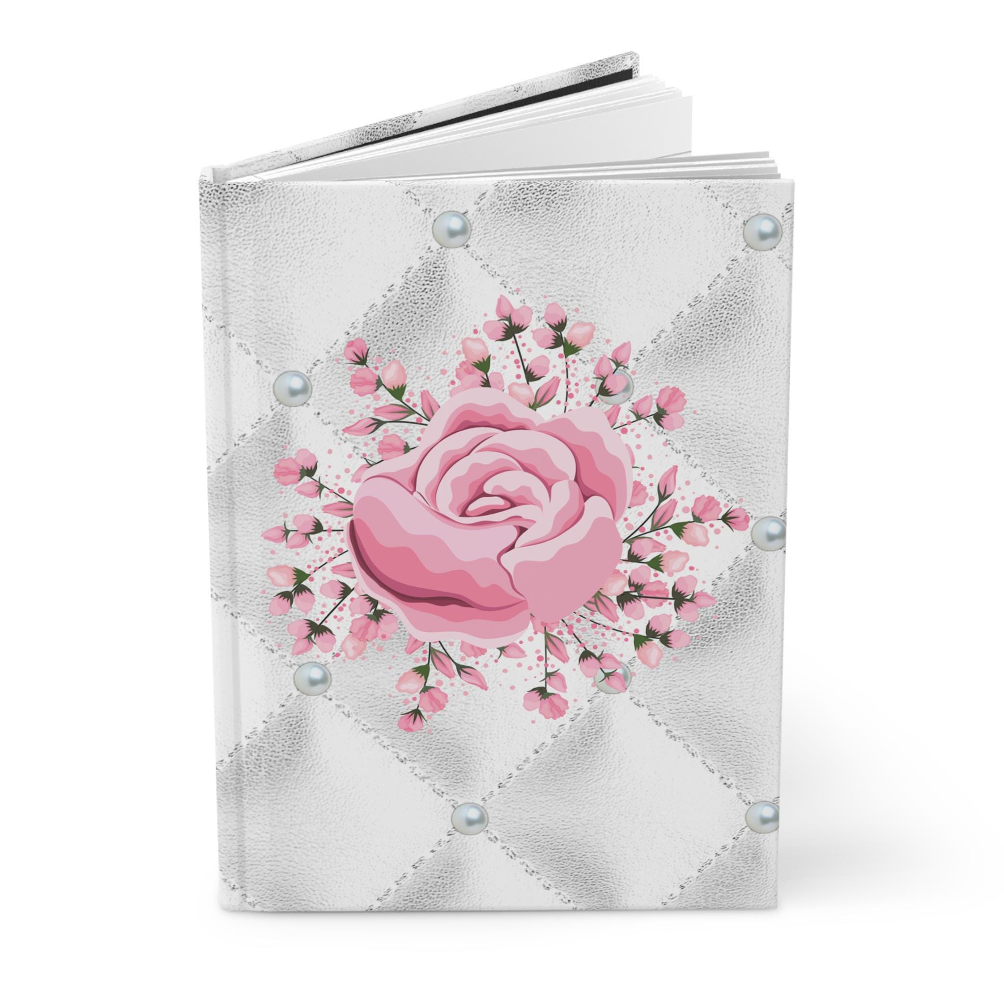 Hardcover Journal - Pink Roses & Pearls - Etsy