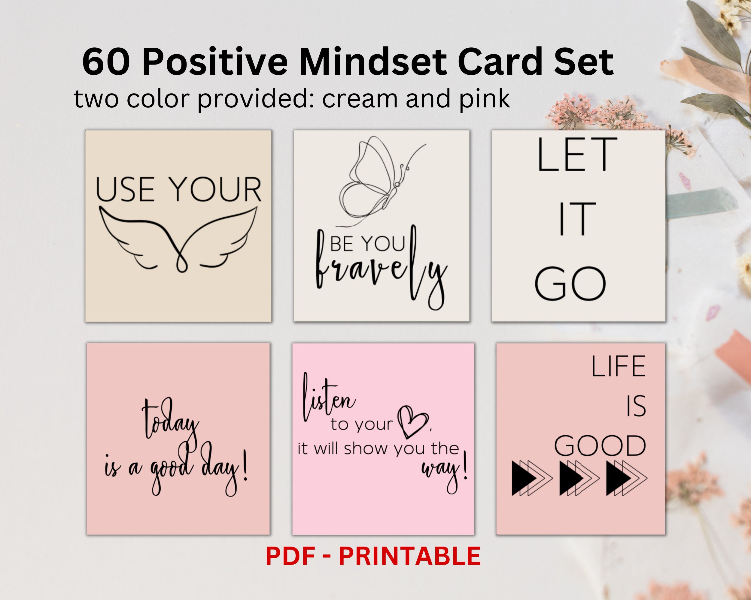 Printable Positive Mindset Cards | Mindset Cards| Daily Affirmation ...
