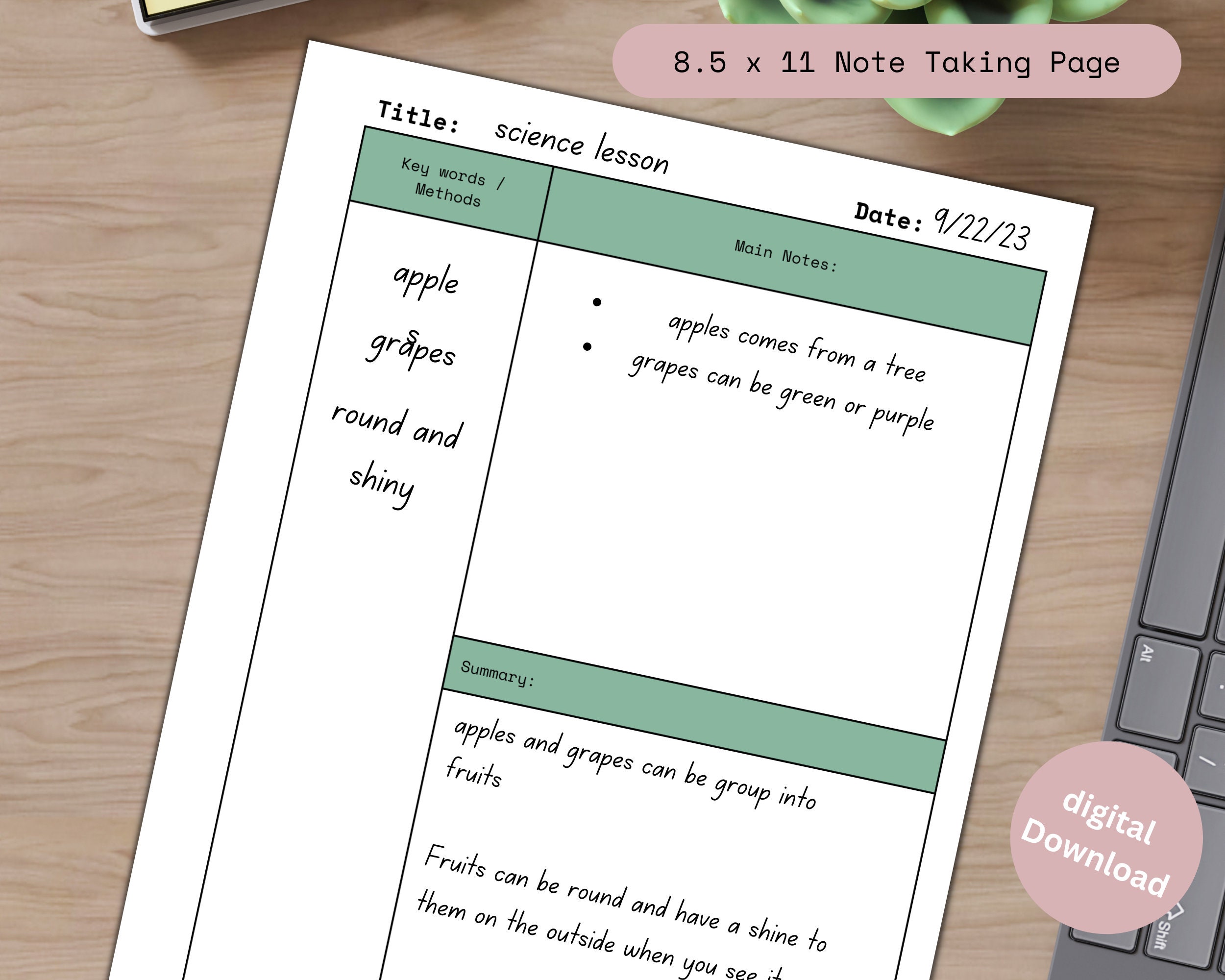 Effective Note Taking Pages 8.5 X 11 Letter Note Taking Pages Note ...