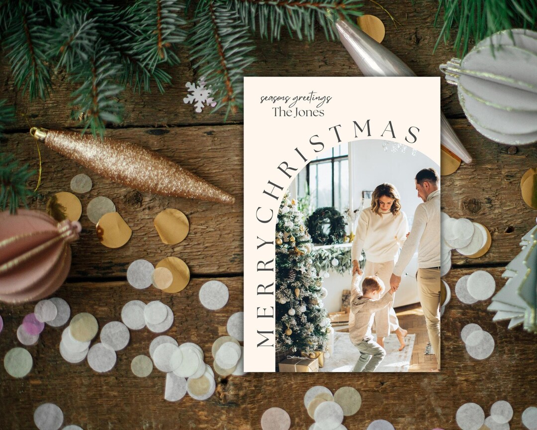 Editable Minimal Simple Modern Phot Christmas Card | Minimal Editable ...