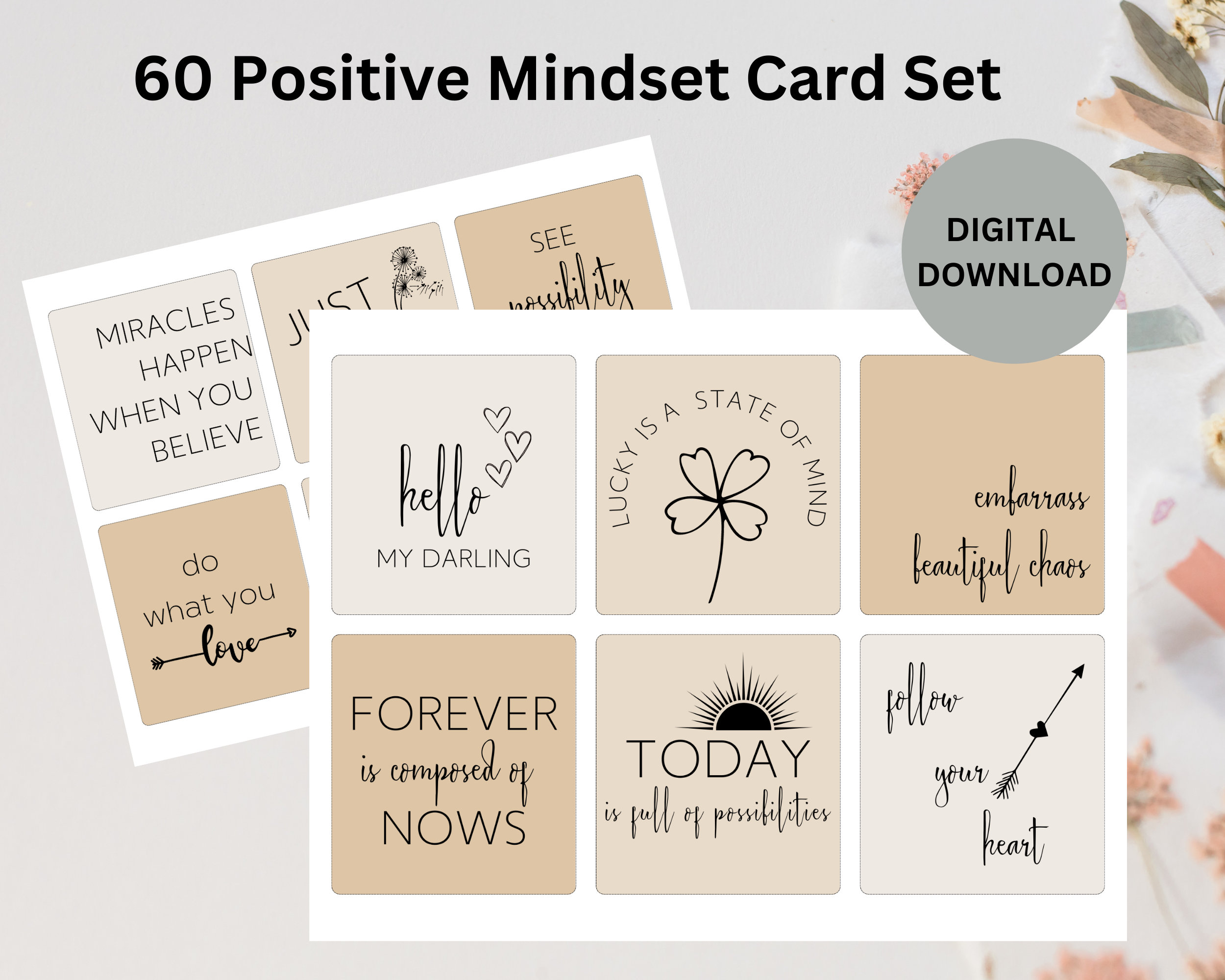 Printable Positive Mindset Cards | Mindset Cards| Daily Affirmation ...