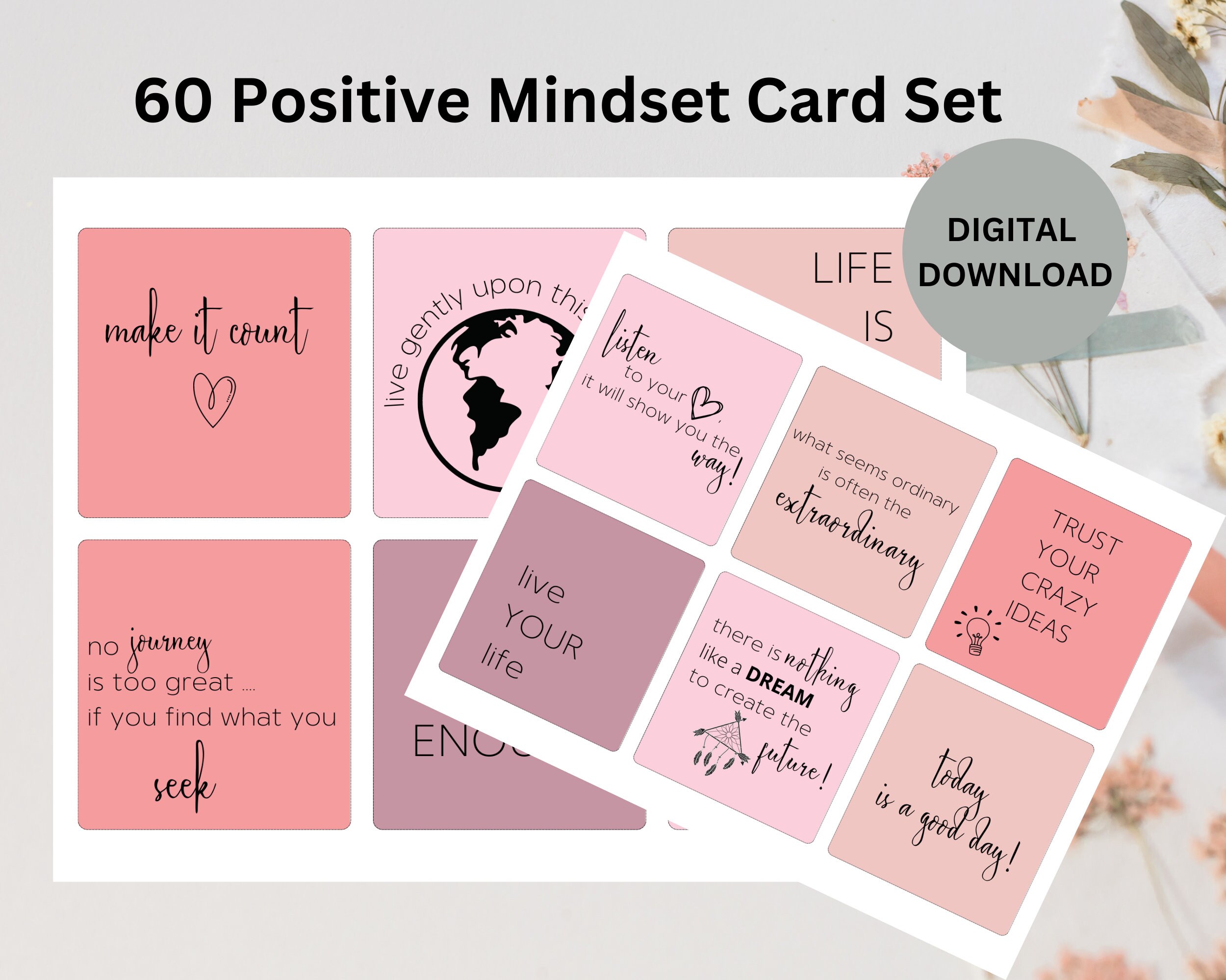 Printable Positive Mindset Cards | Mindset Cards| Daily Affirmation ...