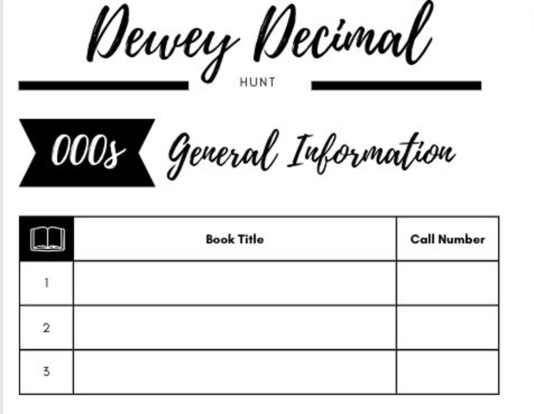 Dewey Decimal Library Hunt - Etsy