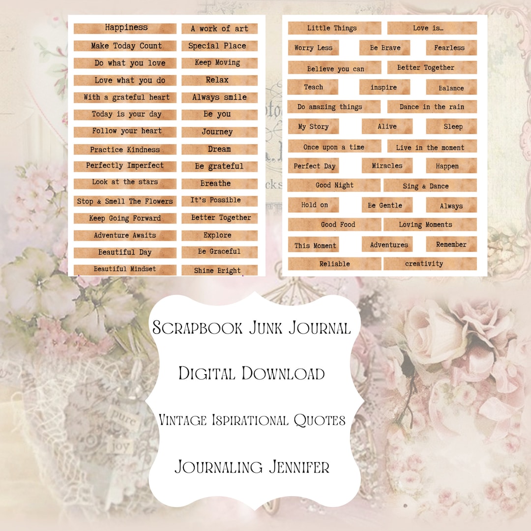 Journal Words, Inspirational Quotes, Vintage Style Stickers, Ephemera ...