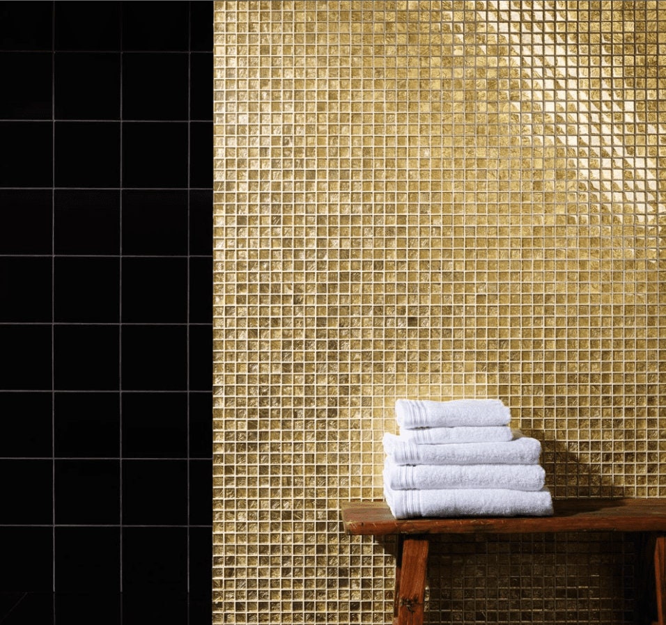 Luxury Gold Bullion Glass Mosaic Tile Wall Splashback - Etsy