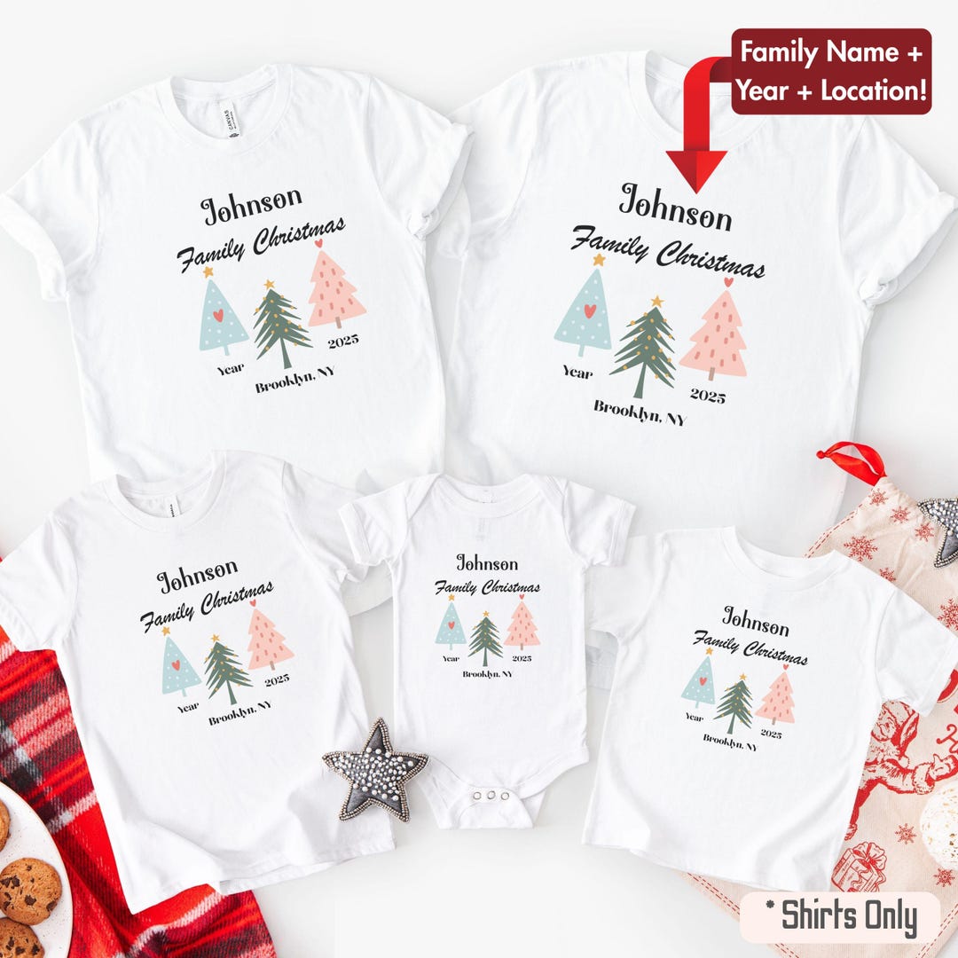 Matching Family Christmas Tees – Personalized Name & Location, Adults ...