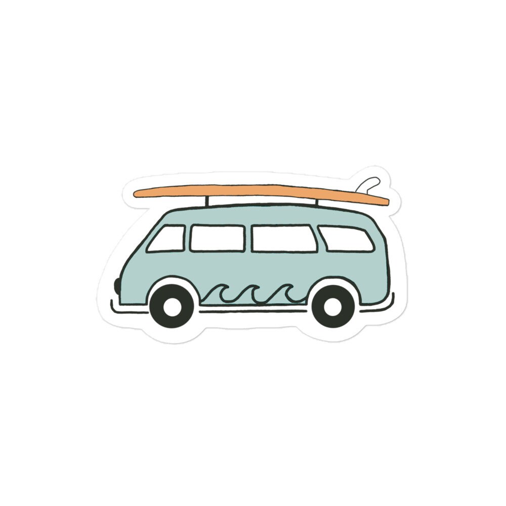 Retro Bus With Surf Board Sticker - Etsy