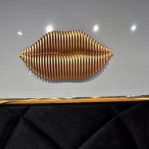 Gold Lips Parametric Lips Wall Art Large Lips Wall Hangings 3D Wood ...