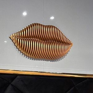 Gold Lips Parametric Lips Wall Art Large Lips Wall Hangings 3D Wood ...
