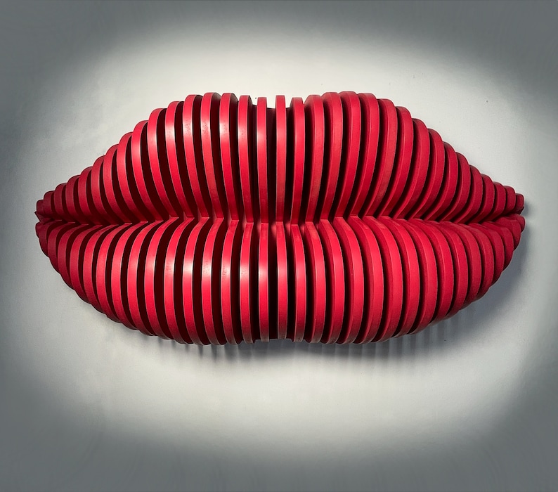 Red Lips Parametric, 3D Wall Art, Large Lips Wall Hangings, Wood Wall ...