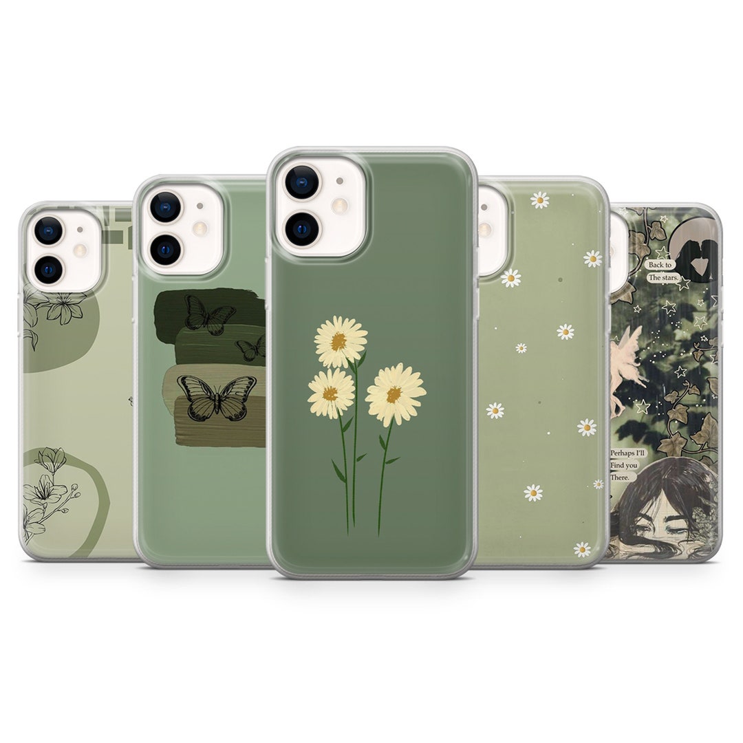 Sage Green Phone Case Earthy Deep Green Cover for iPhone 15, 14, 13, 12 ...