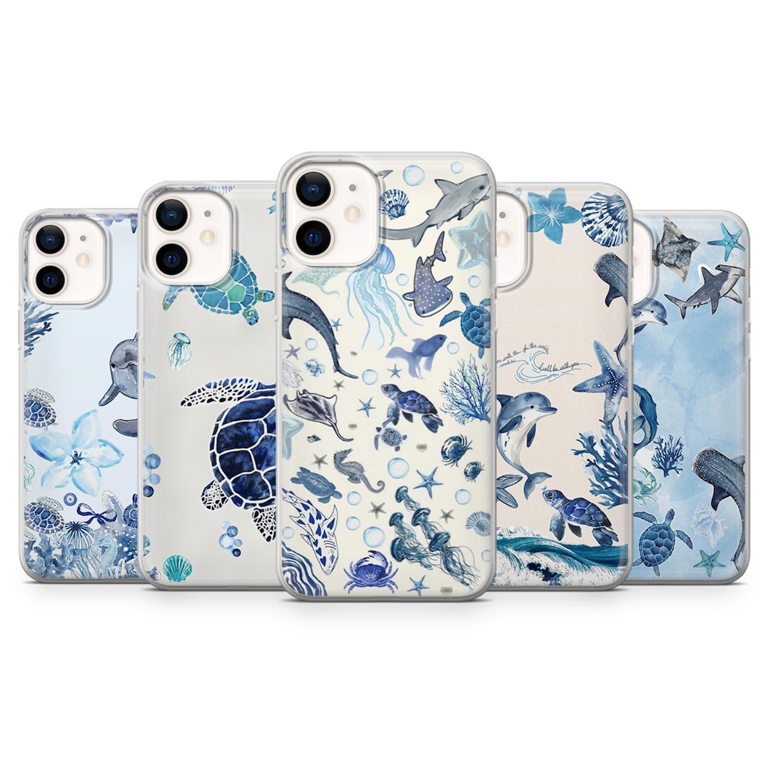 Ocean Animals Phone Case Deep Sea Nautical Cover for iPhone 16, 15, 14 ...