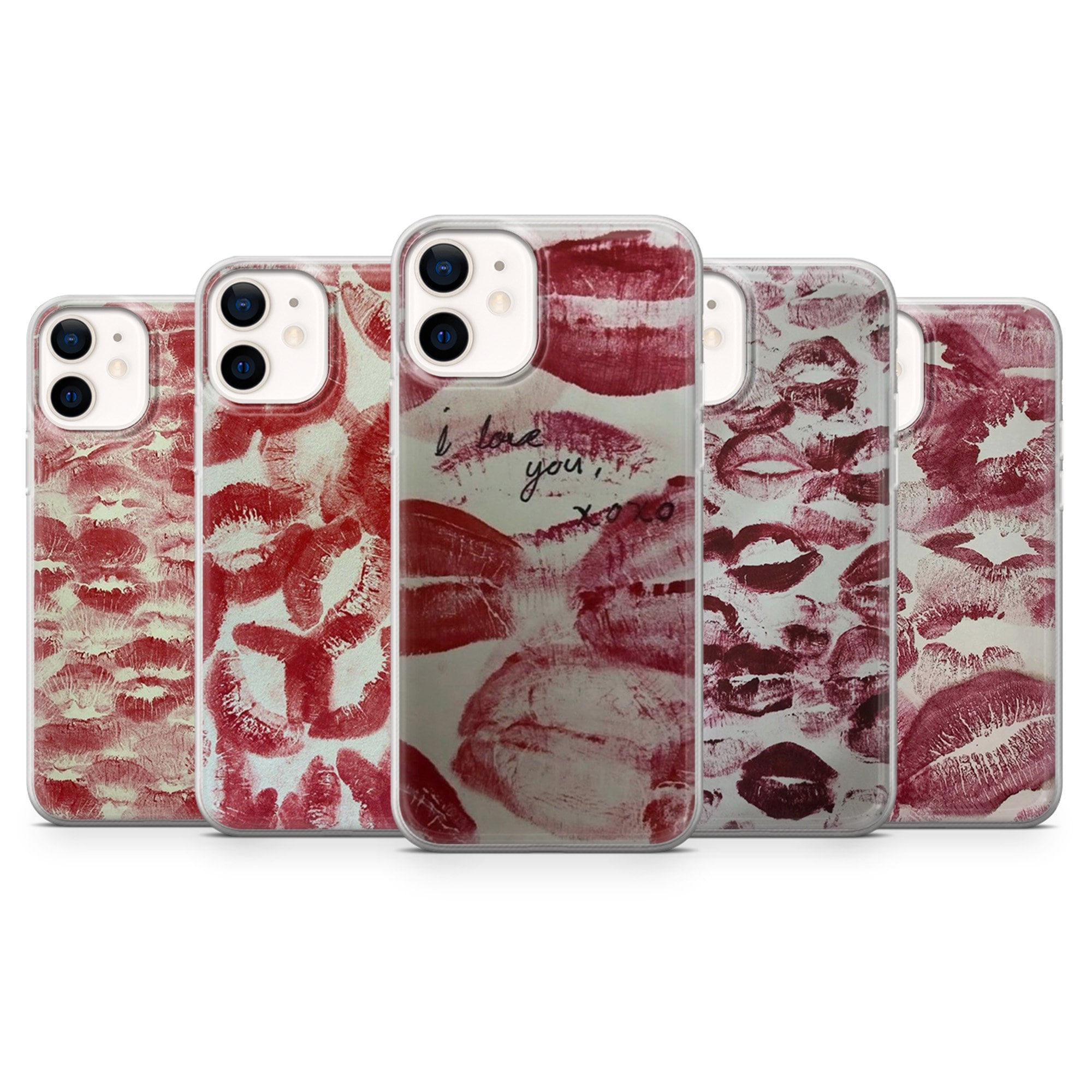 Red Lipstick Phone Case Kisses Lipgloss Cover for iPhone 16, 15, 14, 13 ...