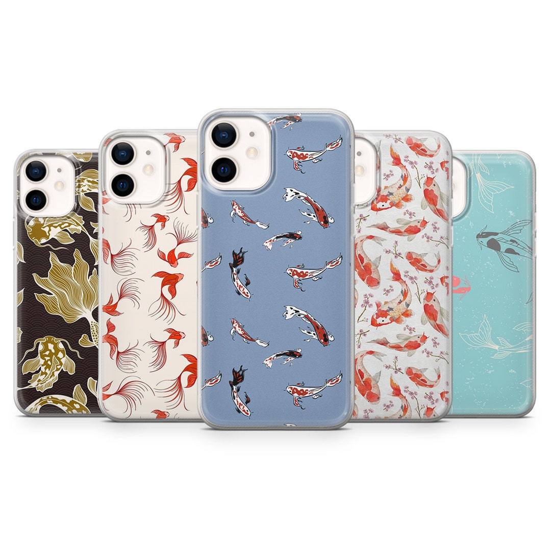 Koi Fish Pattern Phone Case Goldfish Cover for iPhone 16, 15, 14, 13 ...