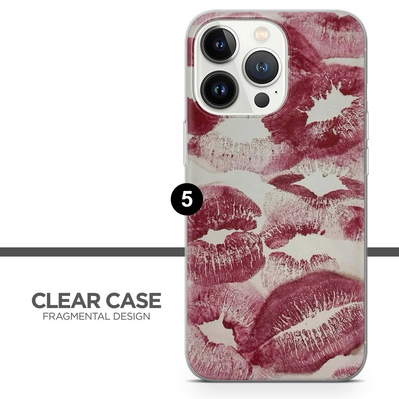 Red Lipstick Phone Case Kisses Lipgloss Cover for iPhone 16, 15, 14, 13 ...