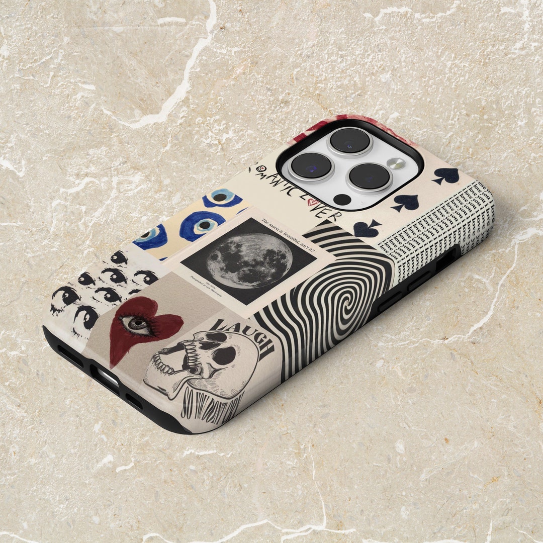 Mood Board Phone Case Collage Art Tough Cover for iPhone 16, 15, 14, 13 ...