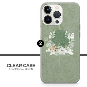 Sage Green Phone Case Flower Bouquet Cover for iPhone 16, 15, 14, 13 ...