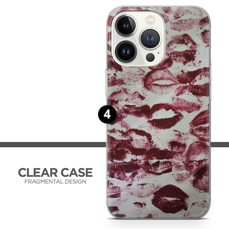 Red Lipstick Phone Case Kisses Lipgloss Cover for iPhone 16, 15, 14, 13 ...