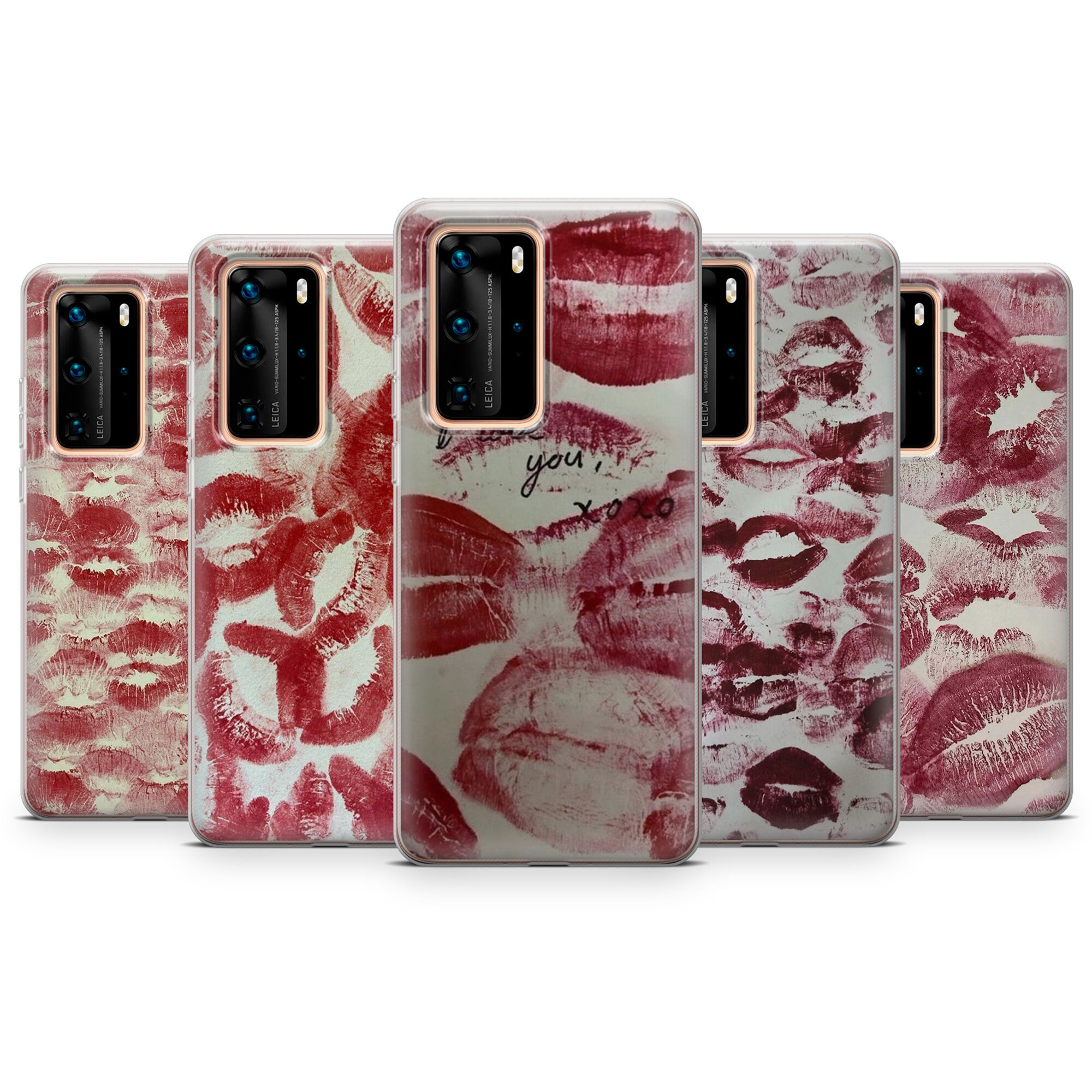 Red Lipstick Phone Case Kisses Lipgloss Cover for iPhone 16, 15, 14, 13 ...