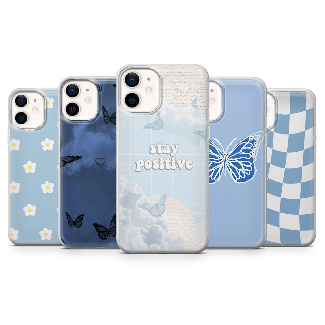 Pastel Blue Phone Case Blue Aesthetic Cover for iPhone 16, 15, 14, 13 ...
