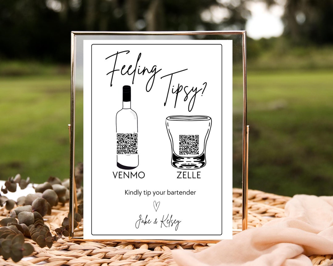 Bartender Tip Template, DIY Tip Jar Template, QR Code for Tips, Canva ...