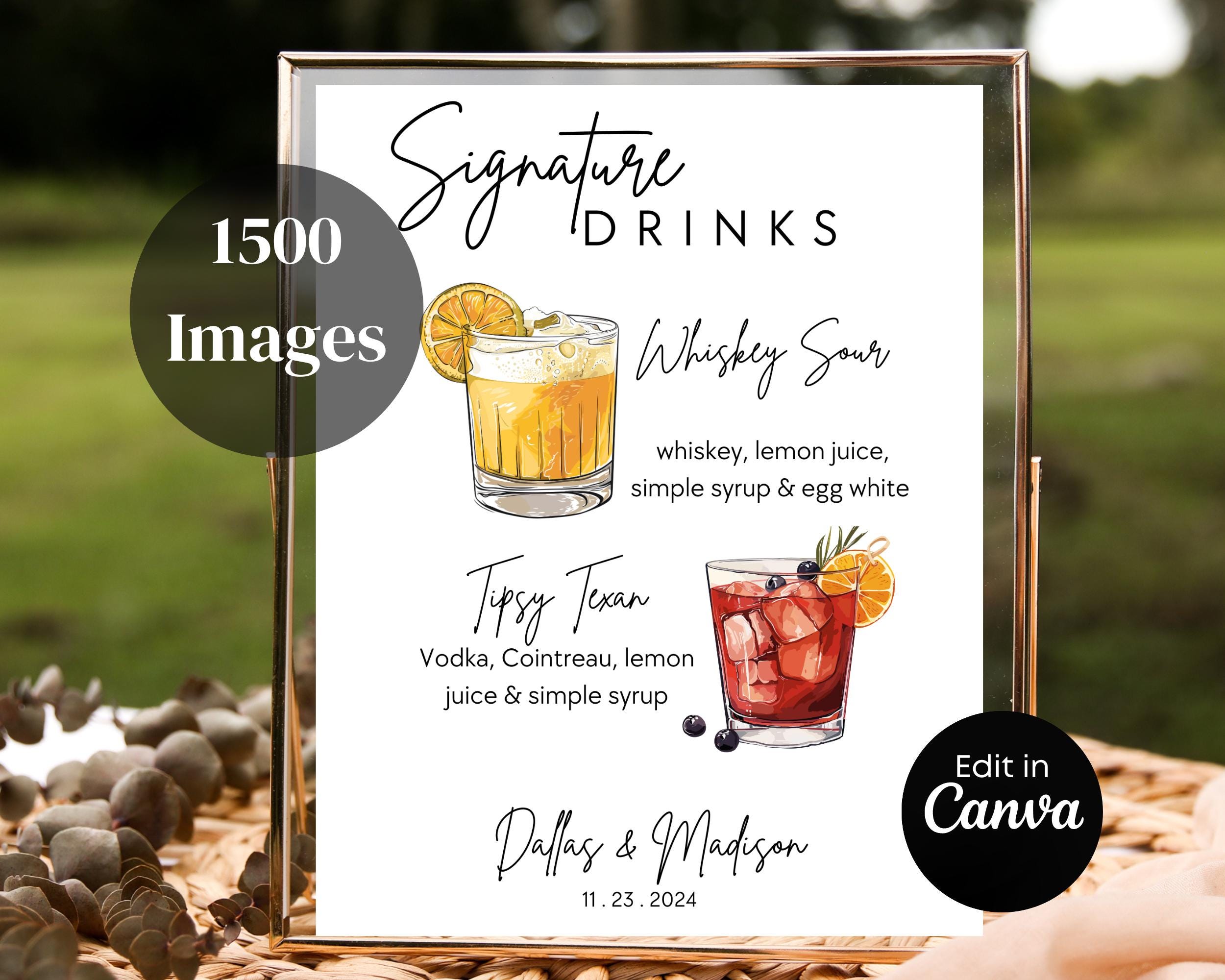 Drink Menu Templates, Wedding Drink Bundle, DIY Wedding Bar Sign ...