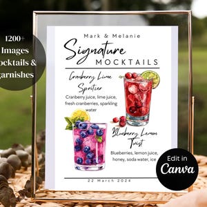 Wedding Mocktail Sign Bundle, Editable Bar Menu Templates (canva) - Etsy